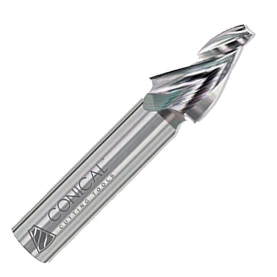 15 Degree Per Side 3/32" Tip Diameter High Speed Steel Tapered End Mill ...