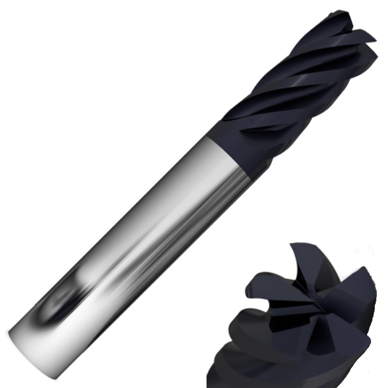 5/8" 5 Flute w/.030"Radius, .750"LOC, 3"OAL Alcromax Coated GWS ...