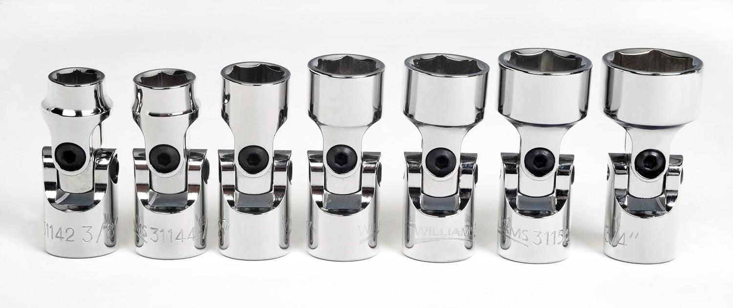 3/8" Drive, 3/8" to 3/4", 6-Point Universal Flex Socket Set, 7pcs With ...