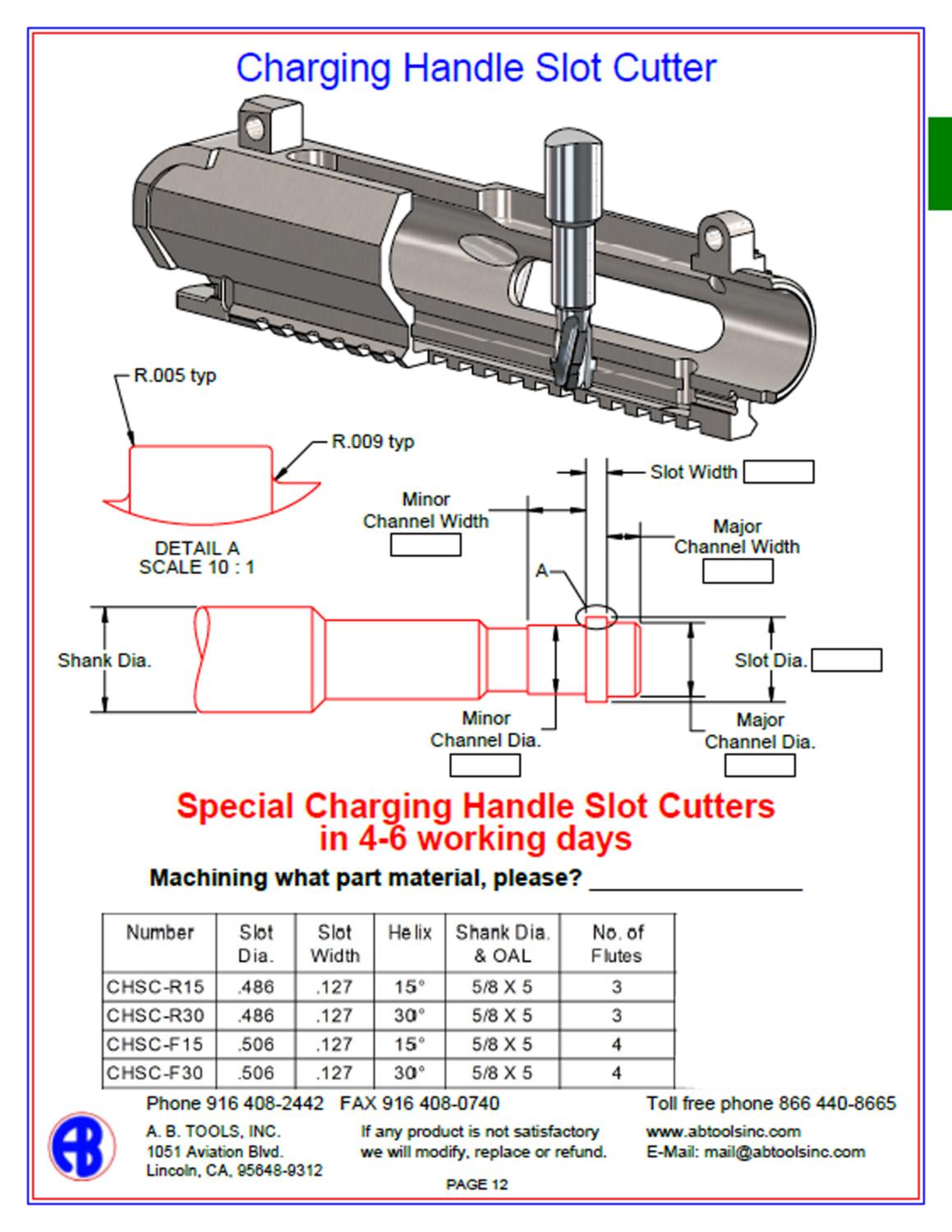 .506" Slot Diameter, .127" Slot Width, Charging Handle Slot Cutter, 4 ...