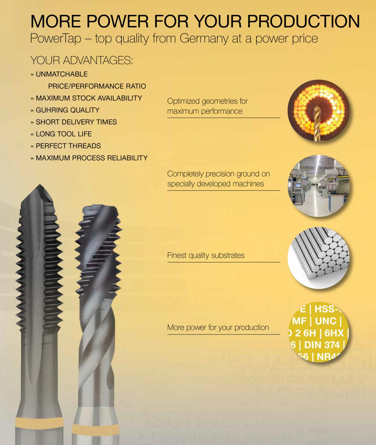 Guhring M6 x 1 D5 Spiral Flute Semi-Bottom CNC Cut Tap, 3 Flutes, HSS-E ...