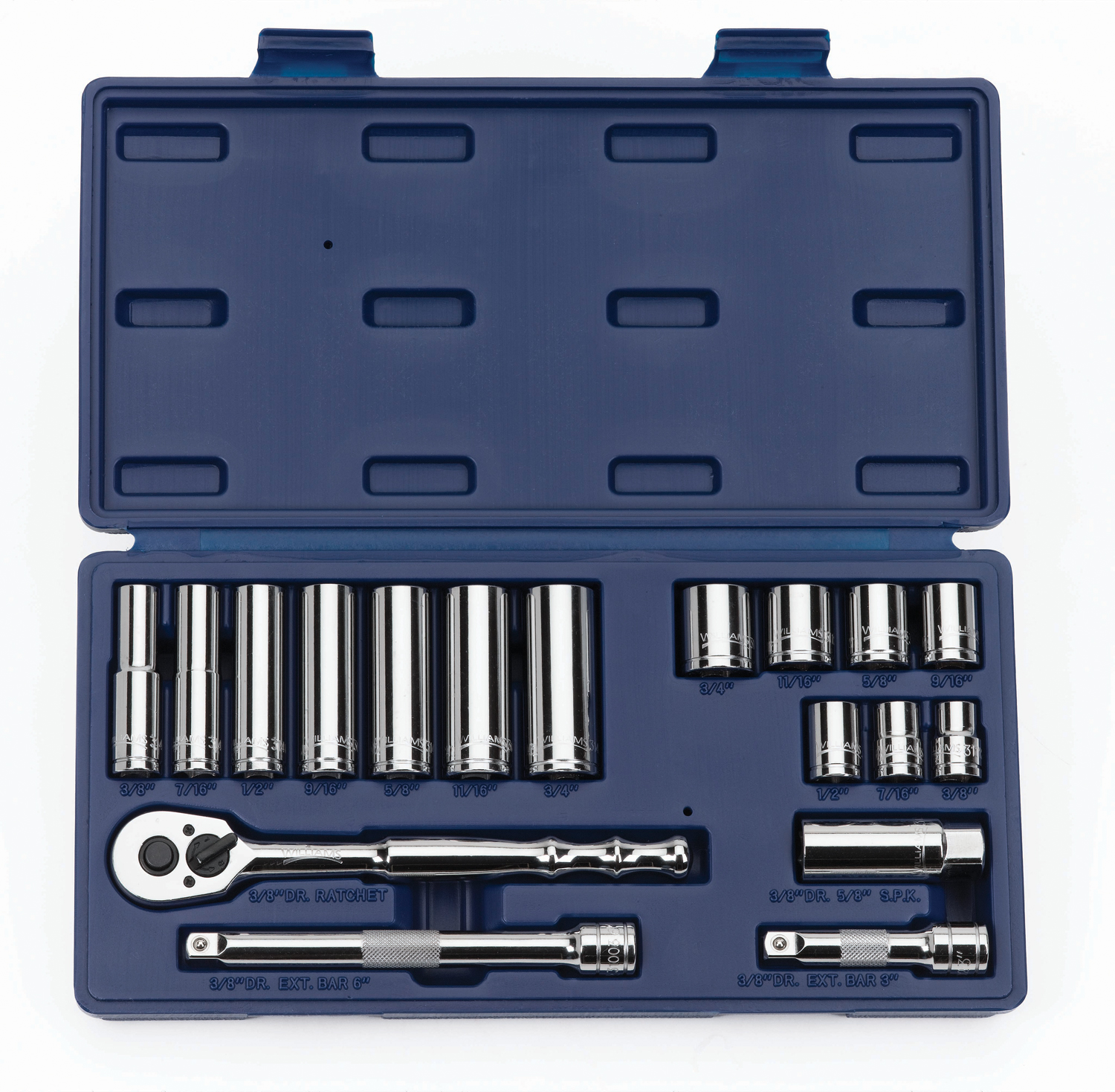 18pc 3/8" Dr SAE Socket & Drive Tool Set Supertorque Sockets 6pt ...
