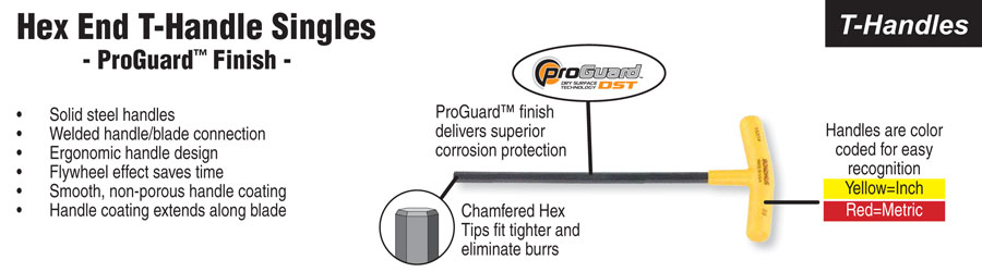6mm Hex Square End T-Handle Wrench Extra Long Length 14"OAL Bondhus ...